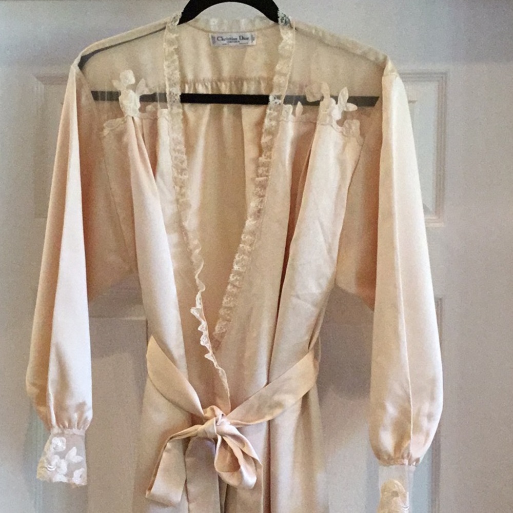 Christian Dior Vintage Satin Champagne Robe - Gem